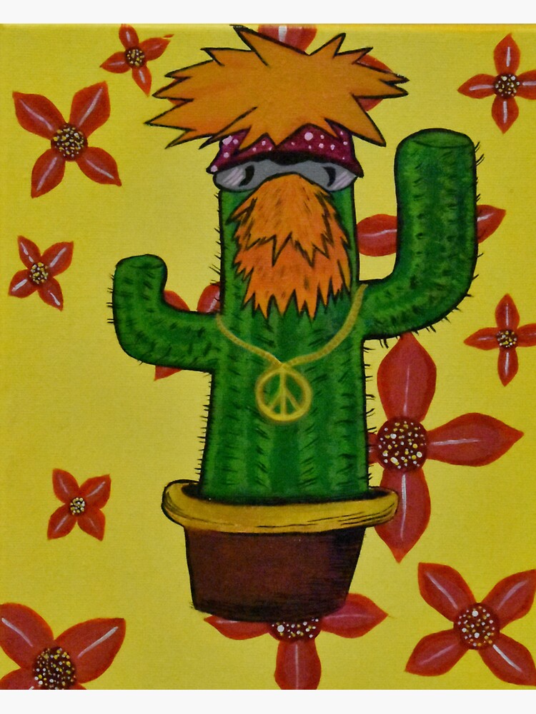 "Hippy Dippy Cactusman" Sticker for Sale by UncleBeezArt | Redbubble