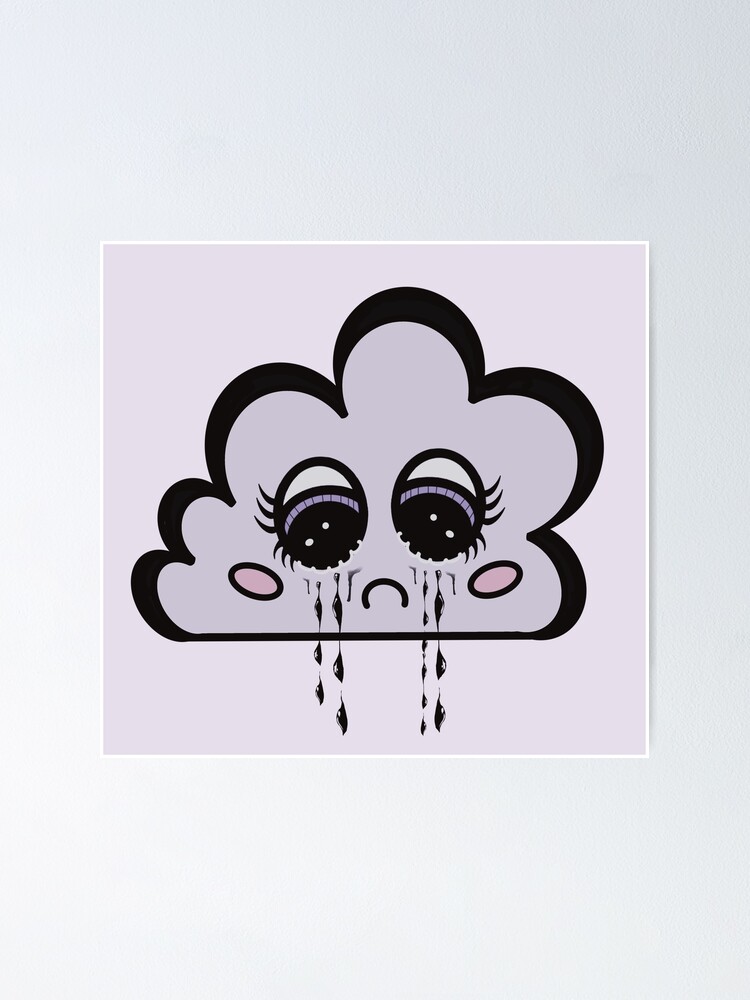 "Kawaii Sad Cloud Pastel Purple Crying Raining Cute - pale purple ...