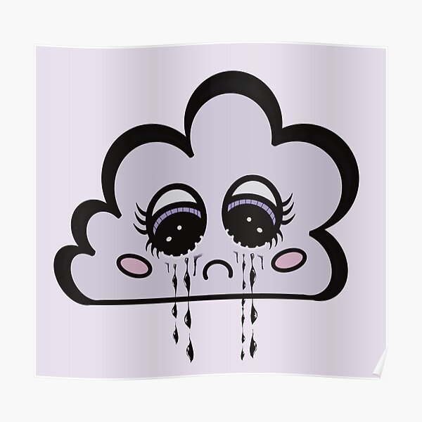 "Kawaii Sad Cloud Pastel Purple Crying Raining Cute - pale purple ...