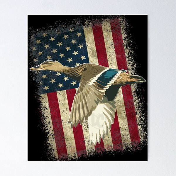"American Flag Flying Mallard Duck Hunting Design" Poster for Sale by ...