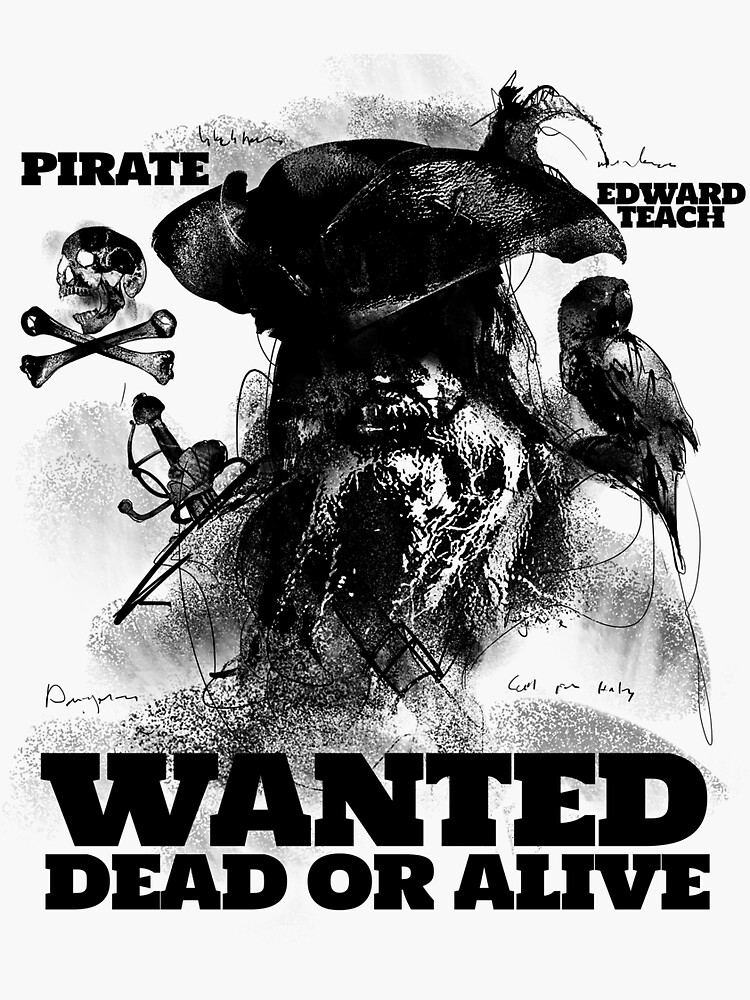 "Wanted Poster of Blackbeard the Pirate" Sticker for Sale by ...