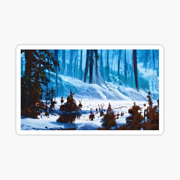"Frozen ice and snow forest" Sticker for Sale by fizzribbit | Redbubble