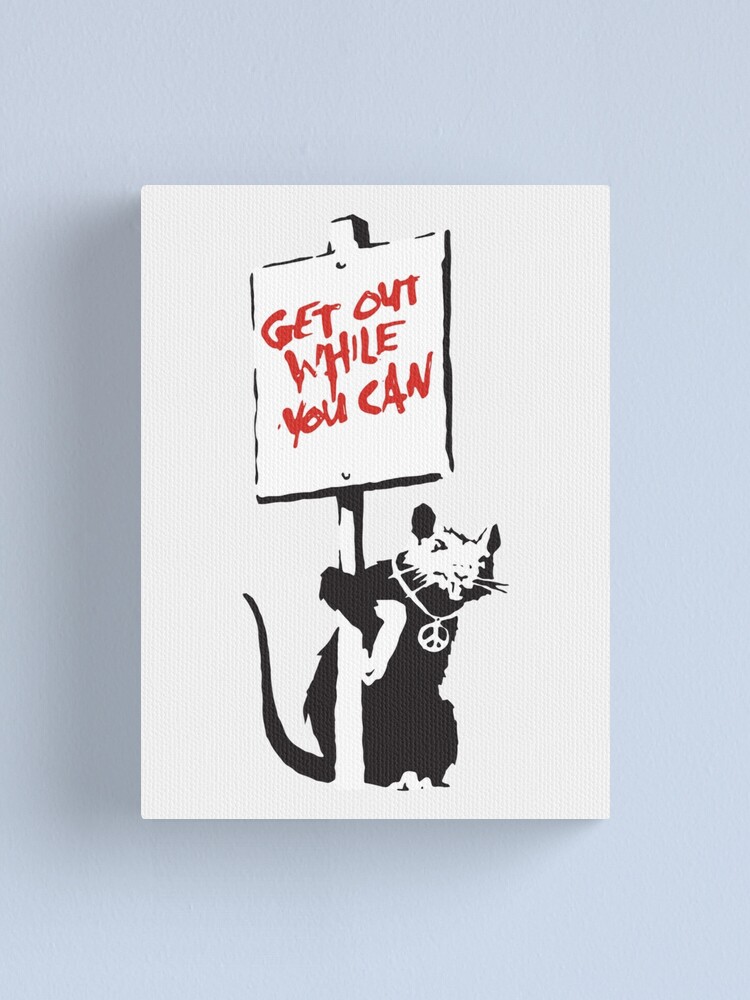 Lienzo «Cita de Banksy rata con letrero Sal mientras puedas Graffiti ...