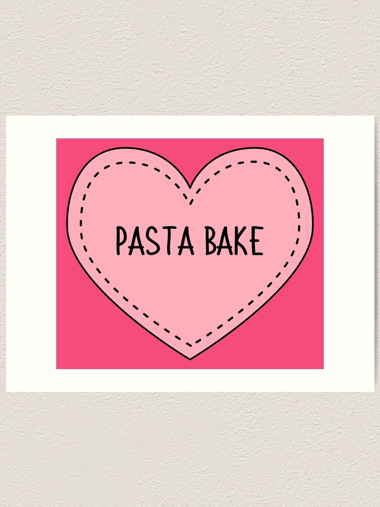 "Pasta Bake Cute Pink Cottagecore Heart British Food" Art Print for ...