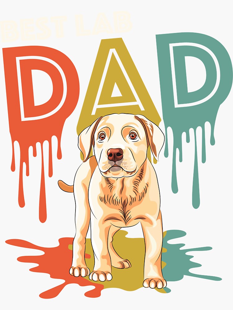 "Best lab dad- yellow labrador dog dad dog shirt" Sticker for Sale by ...