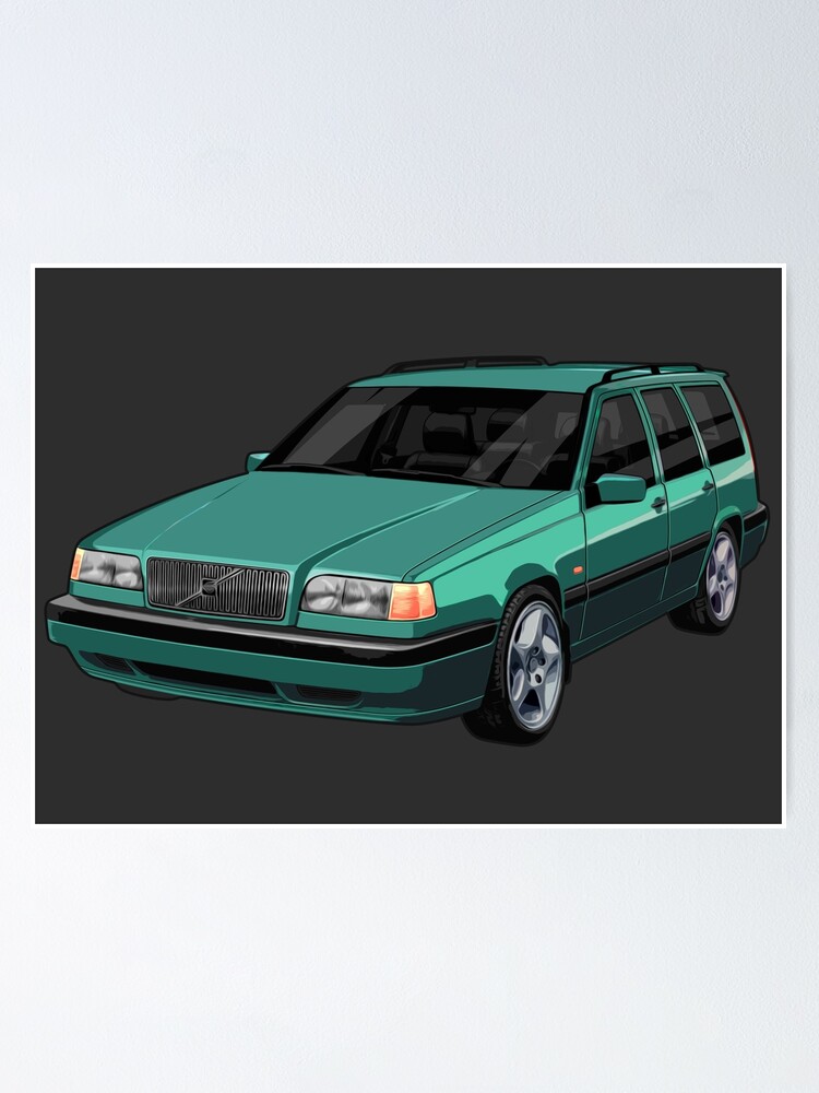 "Illustration VOLVO 850 green 90's ICON Graphic Artwork sweden power ...