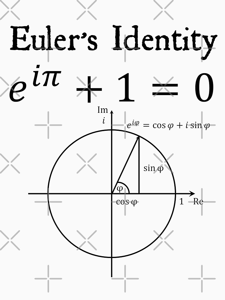 "Euler's Identity Vintage Math Design Black on White Background" T ...
