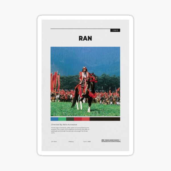 "Ran movie poster 1985, ran history" Sticker for Sale by LifeOnTheStage ...