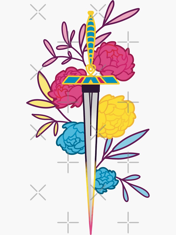 "floral pan sword • subtle pride flag" Sticker for Sale by sunfloras ...