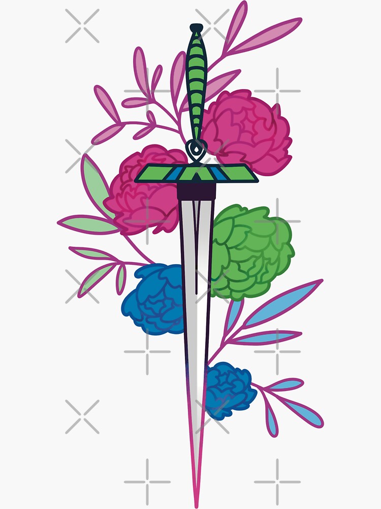 "floral polysexual sword • subtle pride flag" Sticker for Sale by ...