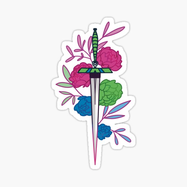 "floral polysexual sword • subtle pride flag" Sticker for Sale by ...
