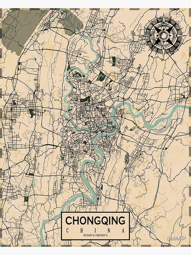 Chongqing Historic Map Buy Chongqing, China Map Art Print Many