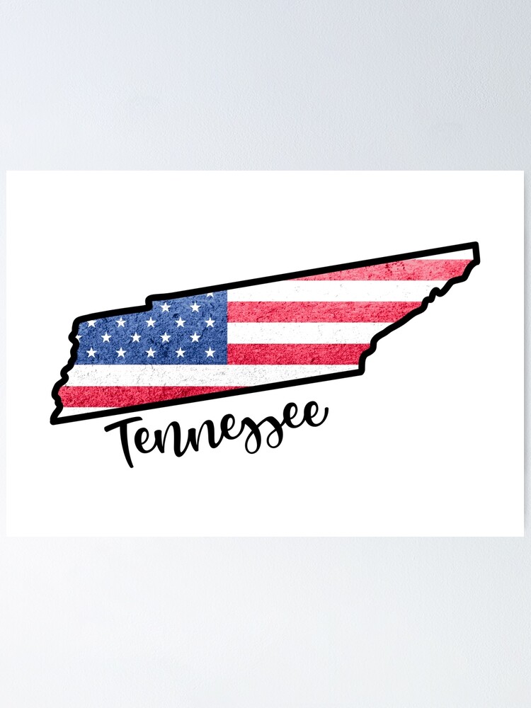 "Tennessee State Outline with Patriotic USA American Flag" Poster for ...