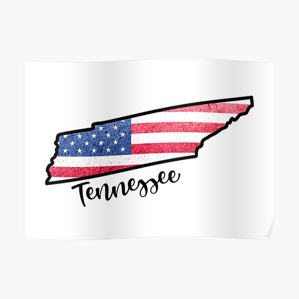 "Tennessee State Outline with Patriotic USA American Flag" Poster for ...