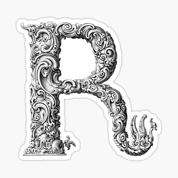 "Ornamental R letter" Sticker for Sale by hrcdesign | Redbubble