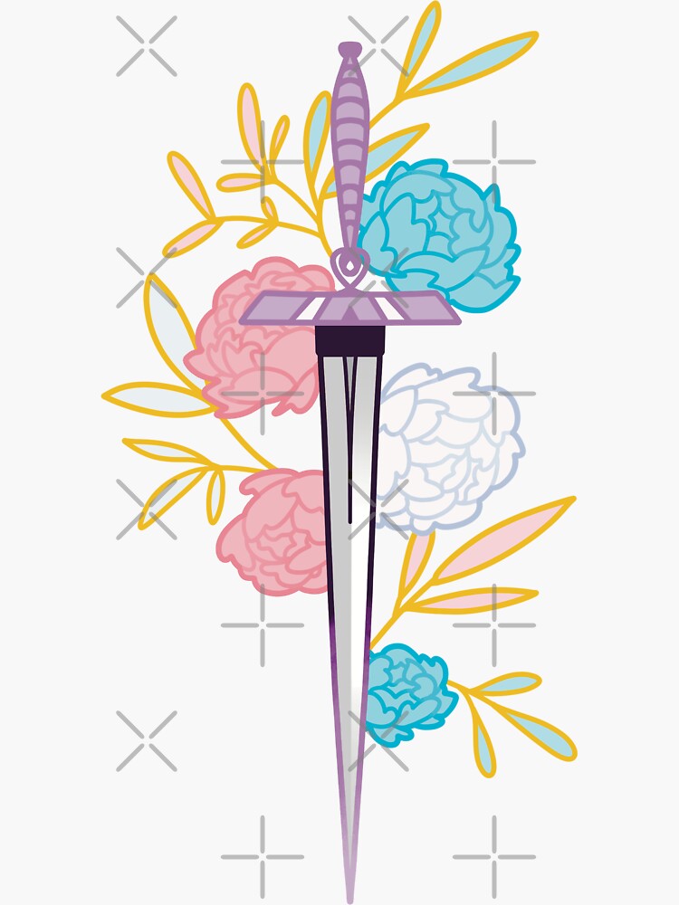 "floral trans sword • subtle pride flag" Sticker for Sale by sunfloras ...