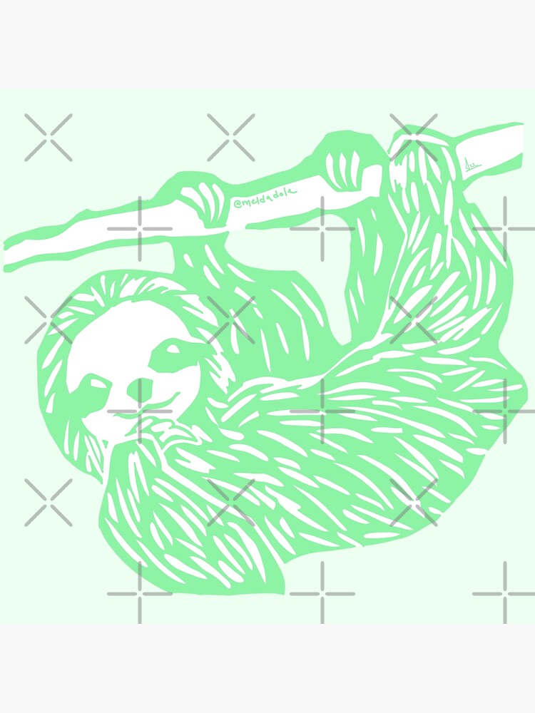 "Green Sloth Digitized Block Print" Poster for Sale by melda-dole ...
