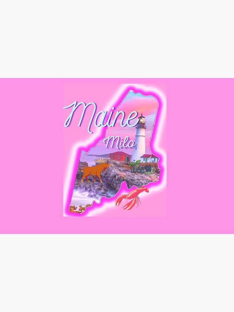 "Milo Maine in Rosa, Grau, Hellblau und Lila. Bundesstaat Maine mit ...