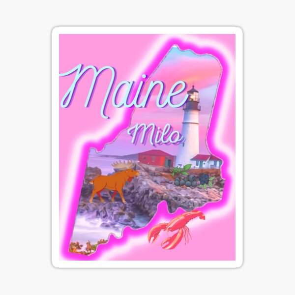 Sticker « Milo Maine en rose gris bleu clair et violet. État du Maine ...