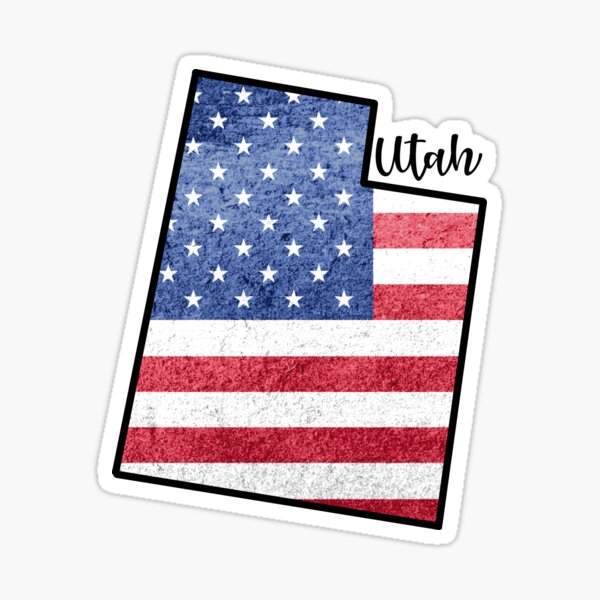 "Utah State Outline with Patriotic USA American Flag" Sticker for Sale ...