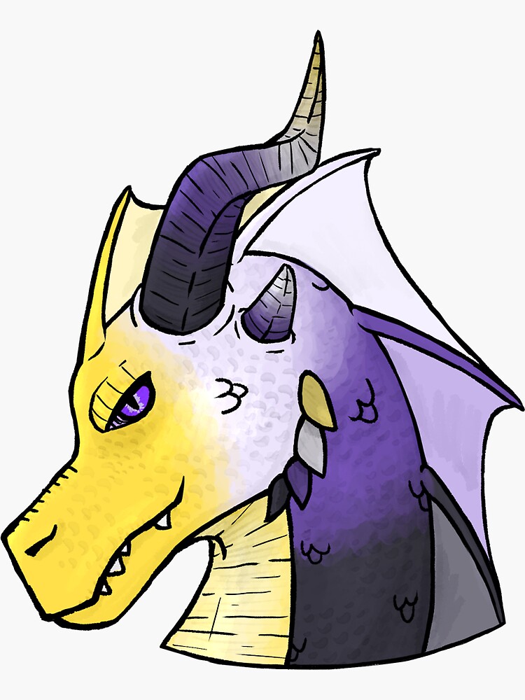 "Non-Binary Pride Dragon Head" Sticker for Sale by pterosounds | Redbubble