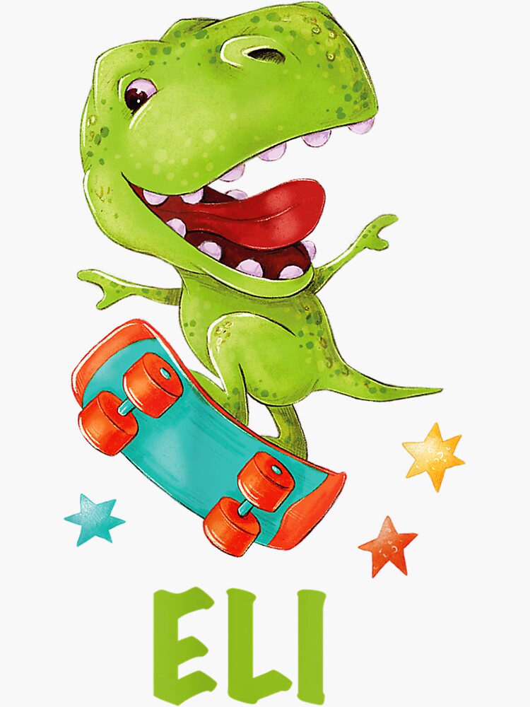 "Dino Boy Lettering Eli" Sticker for Sale by Miyamotoe | Redbubble