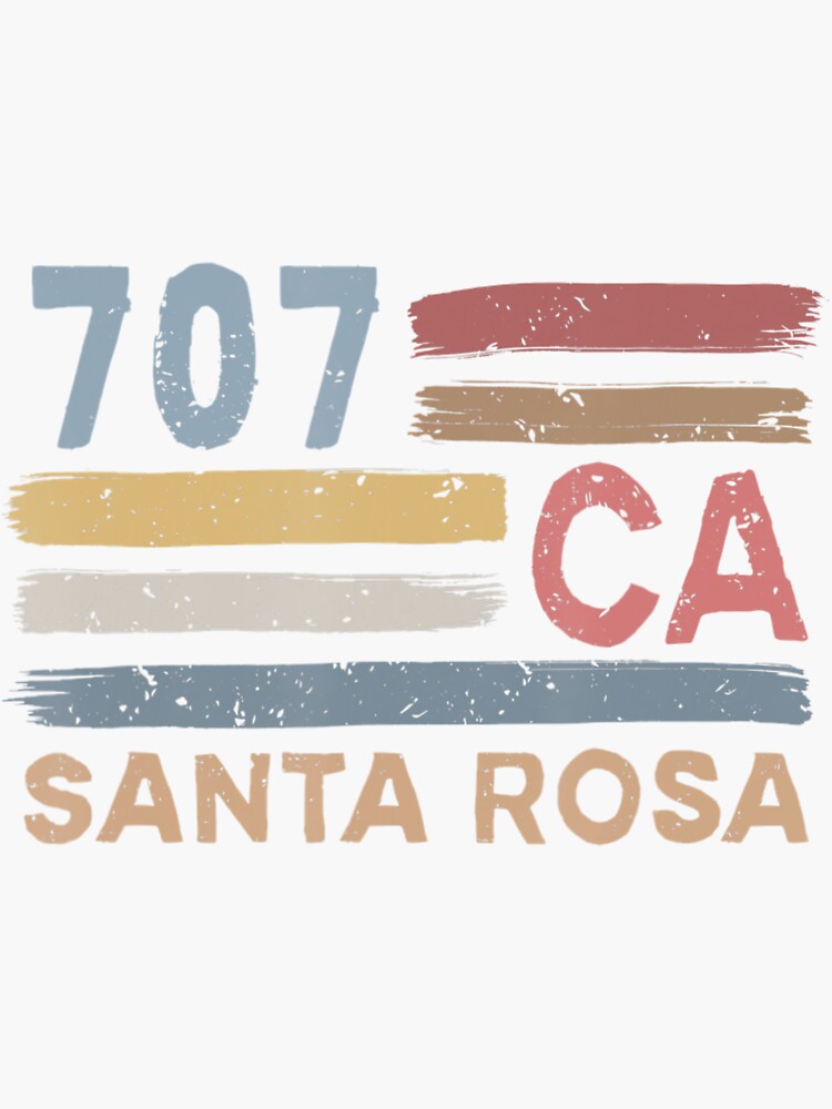 "Retro Santa Rosa Area Code 707 Residents State California" Sticker for ...