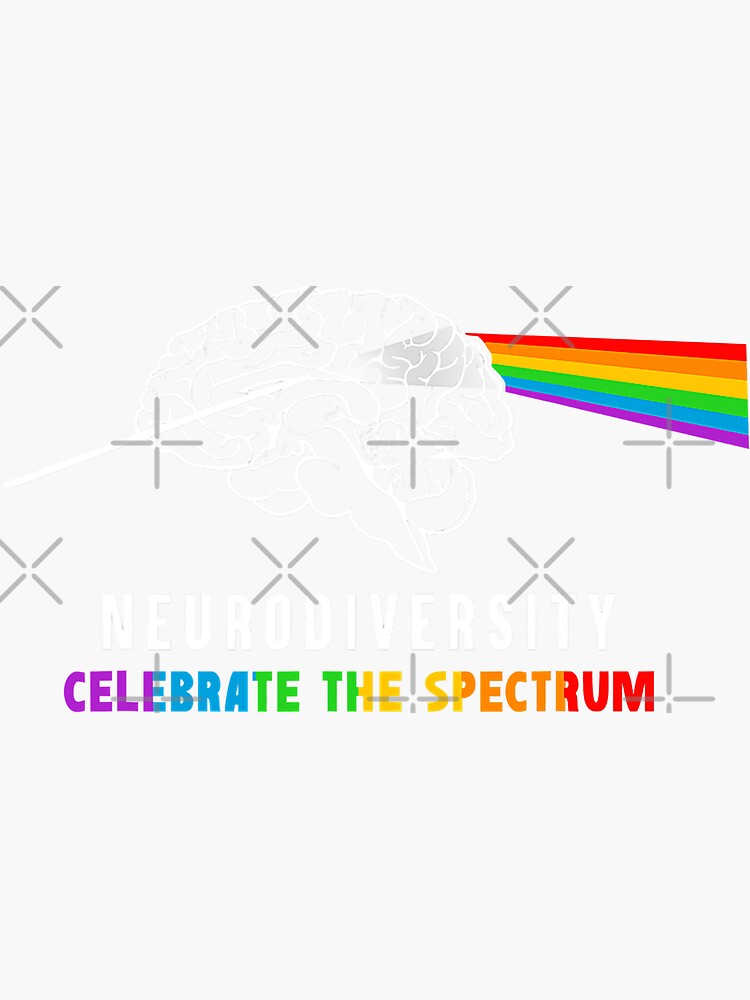 "Neurodiversity Autism Spectrum Brain ASD ADHD Rainbow" Sticker for ...
