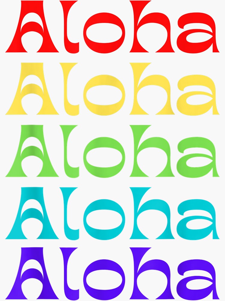 "Hawaii Aloha Rainbow Retro Lettering Hawaiian Vacation" Sticker for ...