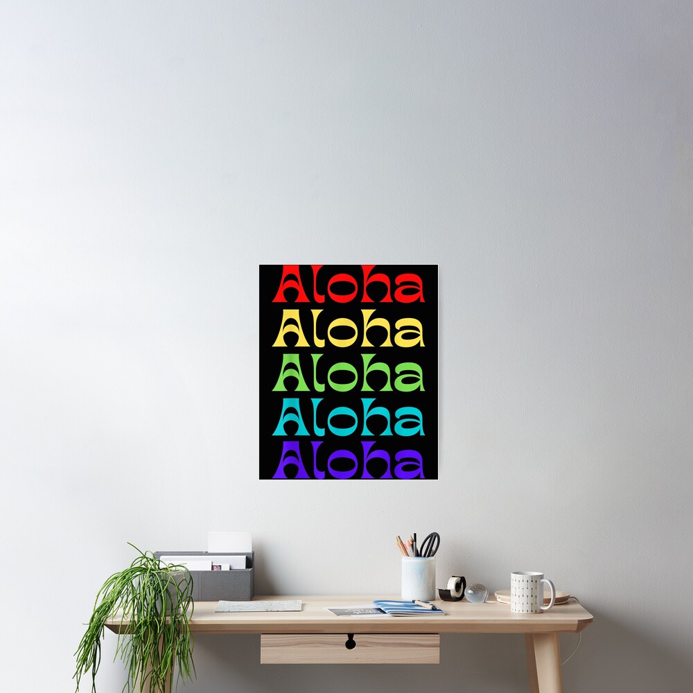 "Hawaii Aloha Rainbow Retro Lettering Hawaiian Vacation" Poster for ...