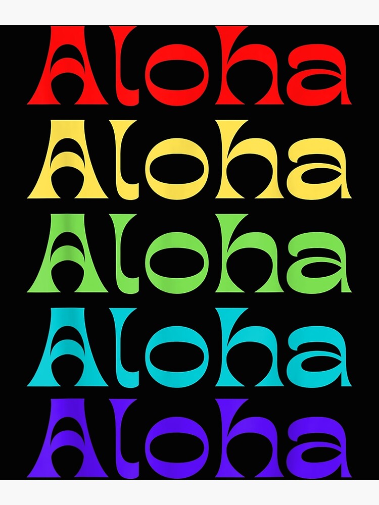 "Hawaii Aloha Rainbow Retro Lettering Hawaiian Vacation" Poster for ...