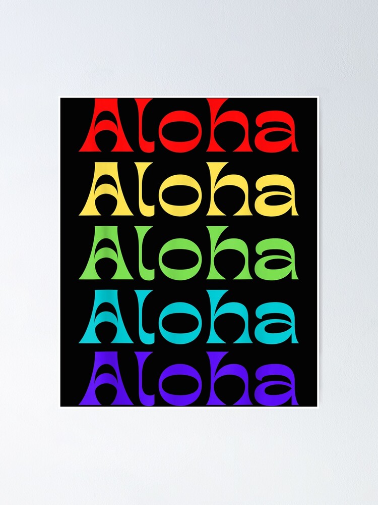"Hawaii Aloha Rainbow Retro Lettering Hawaiian Vacation" Poster for ...