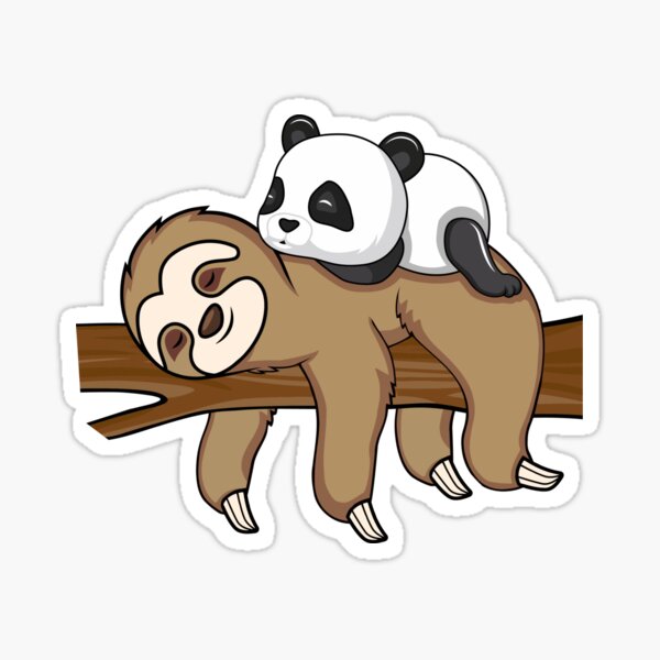 "Precious Panda and Sloth Sleeping On Branch Together in Kawaii Style ...