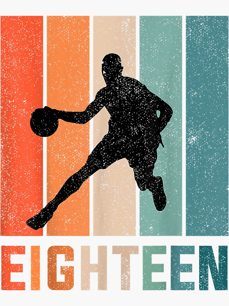 "18th Birthday Retro Basketball Lovers Boys Kids 18 Years Old" Sticker ...