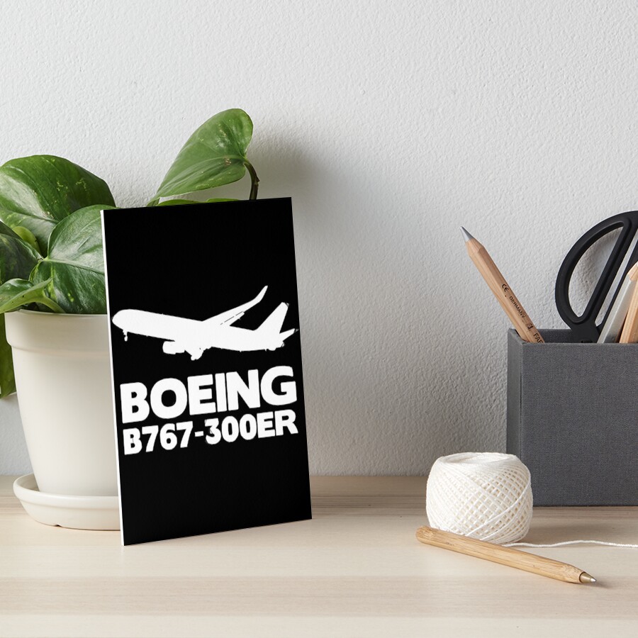 "Boeing B767-300ER Silhouette Print (White) " Art Board Print for Sale ...