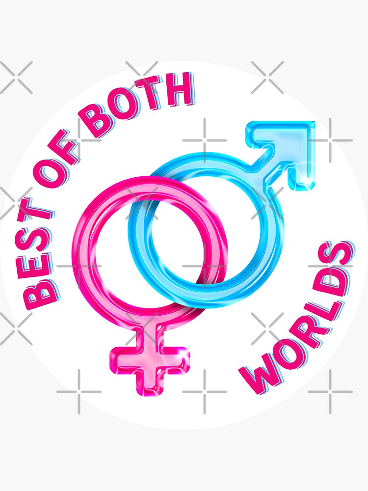 Pegatina «chico Chica Lo Mejor De Ambos Mundos Rosa Azul Símbolo Sissy