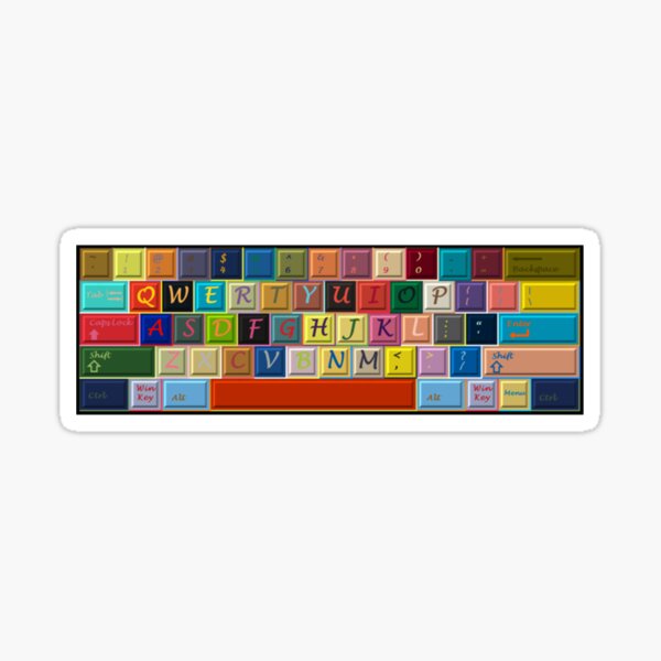 "Multicolored US QWERTY Keyboard " Sticker for Sale by MongDecor ...