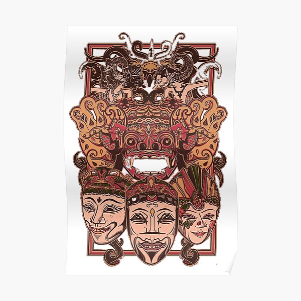 "barong, sketsa culture of bali indonesia" Poster for Sale by diejawa ...