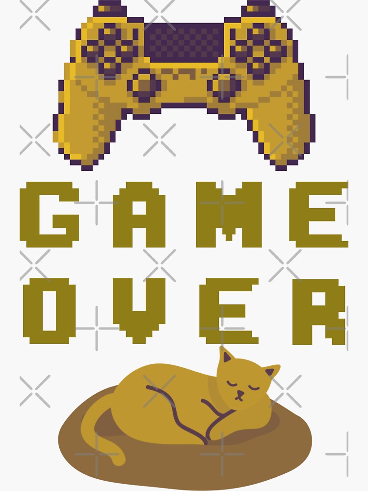 "sleepy gamer cat" Sticker for Sale by Babytopia | Redbubble