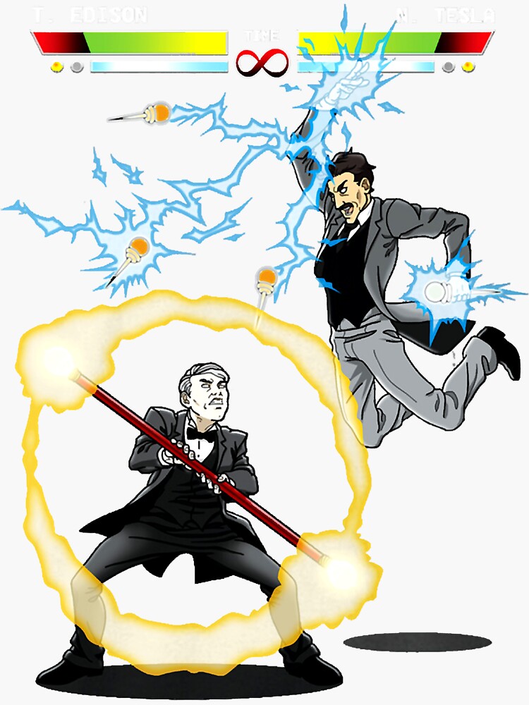 "Tesla versus Edison" Sticker for Sale by BetClark | Redbubble