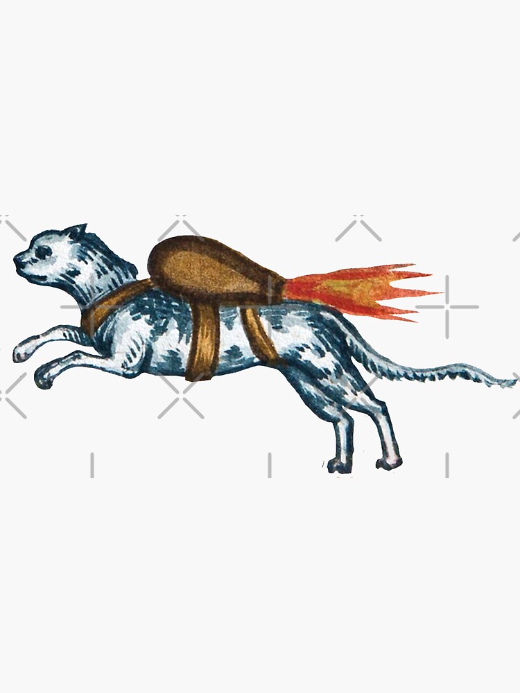 "Medieval Rocket Cat" Sticker for Sale by ThievingNargles | Redbubble