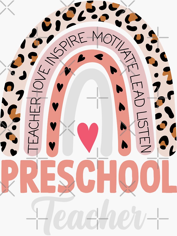 "Preschool Rainbow Leopard Teacher Preschool Squad Girls Boys" Sticker ...