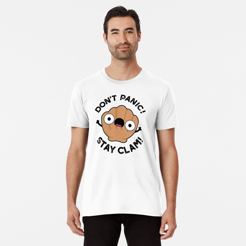 "Don't Panic Stay Clam Funny Animal Puns " Sticker for Sale by ...