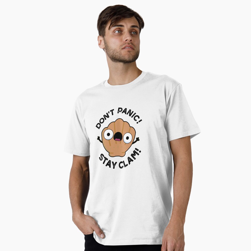 "Don't Panic Stay Clam Funny Animal Puns " Sticker for Sale by ...