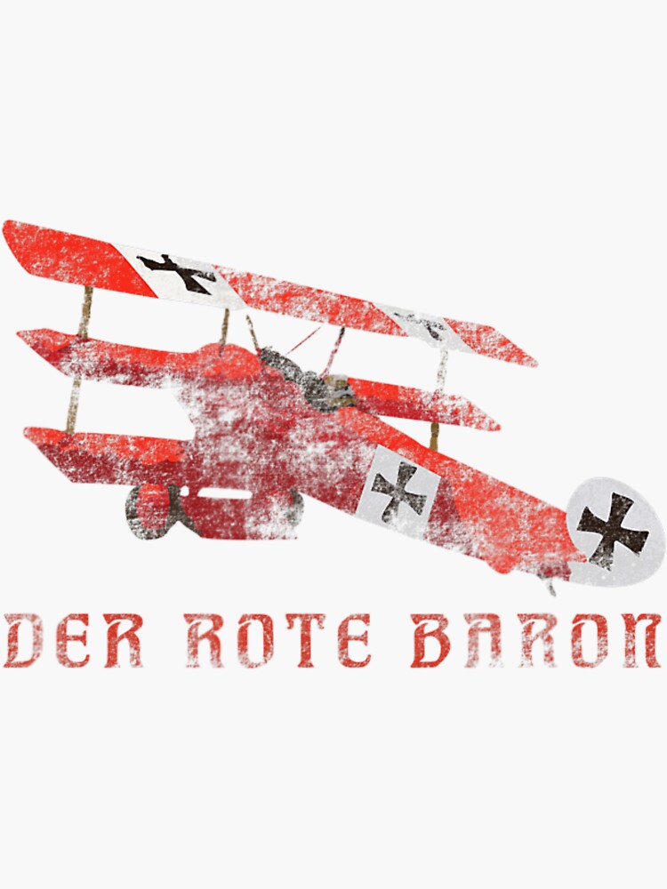 "Red Baron Triplane Distressed Effec" Sticker for Sale by ZinHay ...