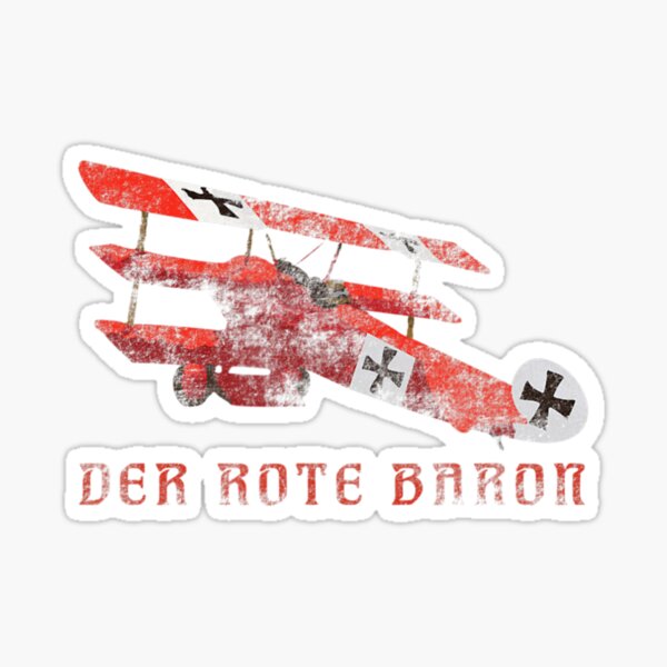 "Red Baron Triplane Distressed Effec" Sticker for Sale by ZinHay ...