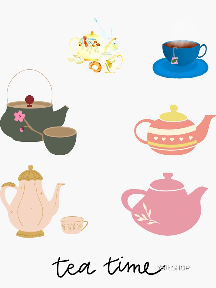 "tea time framed set " Sticker for Sale by YSINSHOP | Redbubble