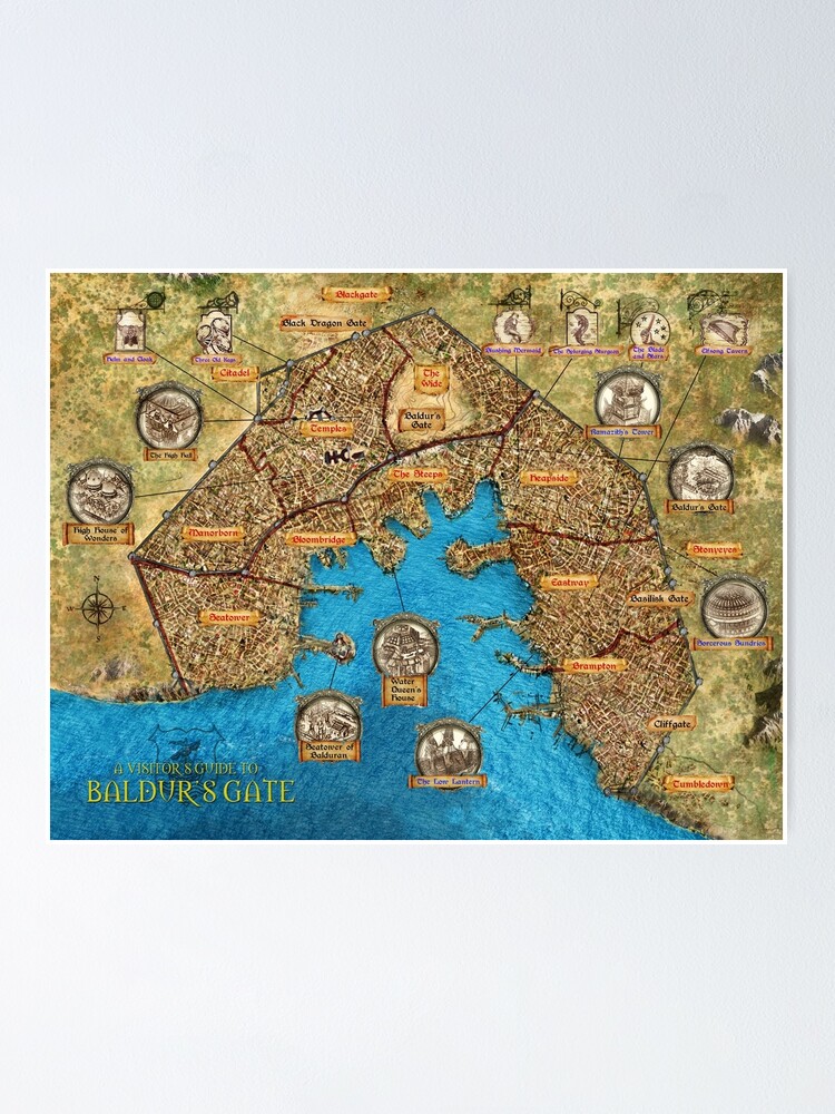 "Baldur's Gate Map " Poster for Sale by uncannyknack | Redbubble