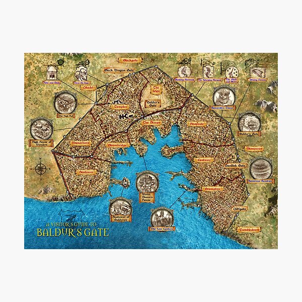 "Baldur's Gate Map " Photographic Print for Sale by uncannyknack ...
