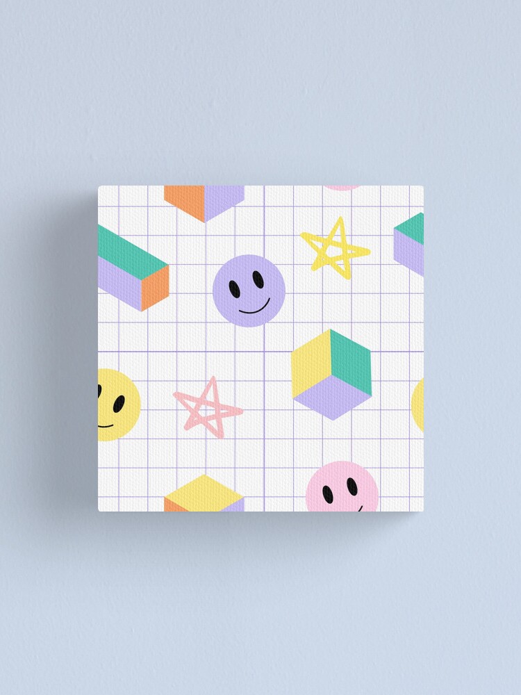 "Colourful maths 3D shapes with smiley faces and stars on grid paper ...